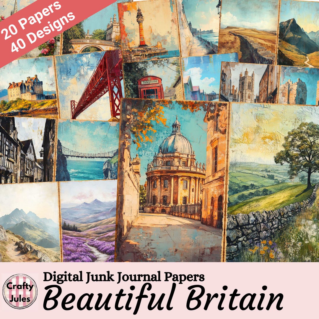 Britain Junk Journal Papers, United Kingdom Landmarks & Scenery ...