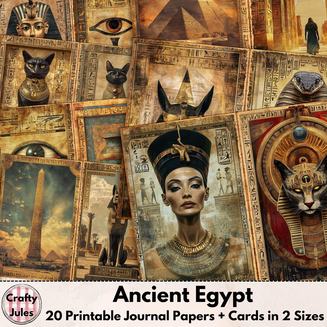 Ancient Egypt Digital Junk Journal Papers – 20 Printable Pages, + Cards ...