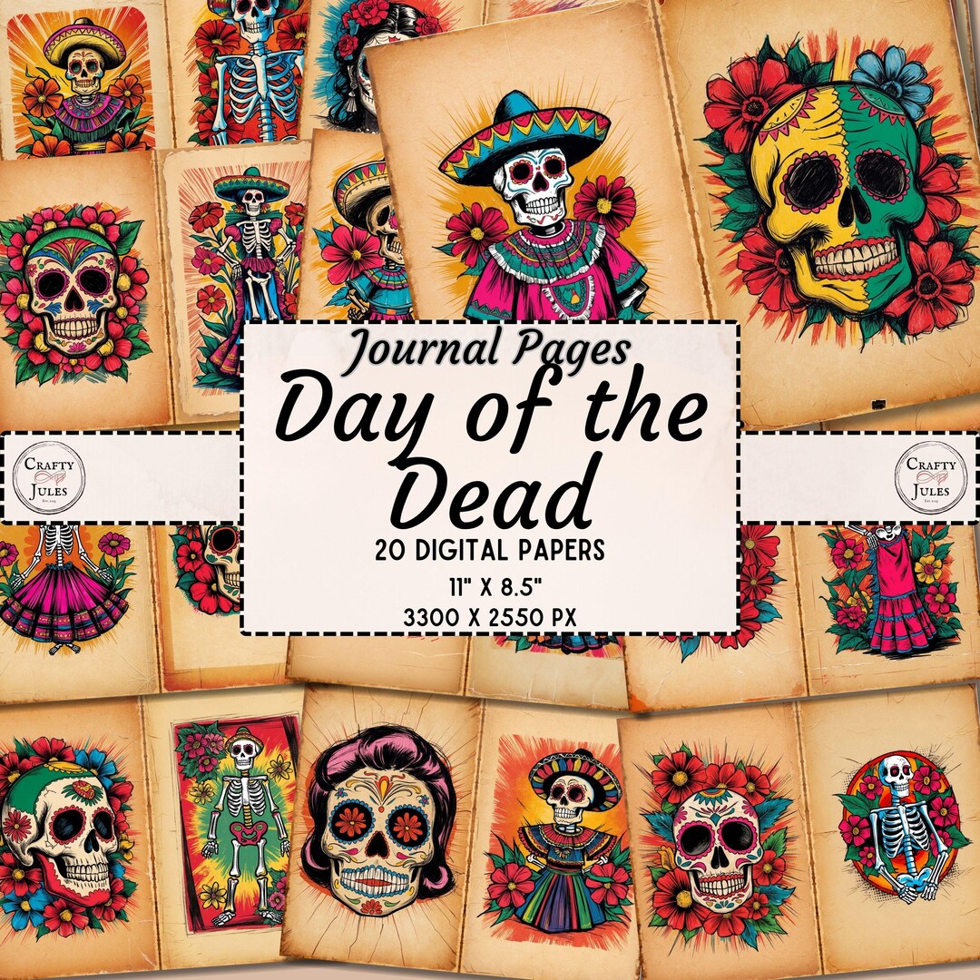 Day of the Dead Digital Junk Journal Pages 20 Printable Papers for ...