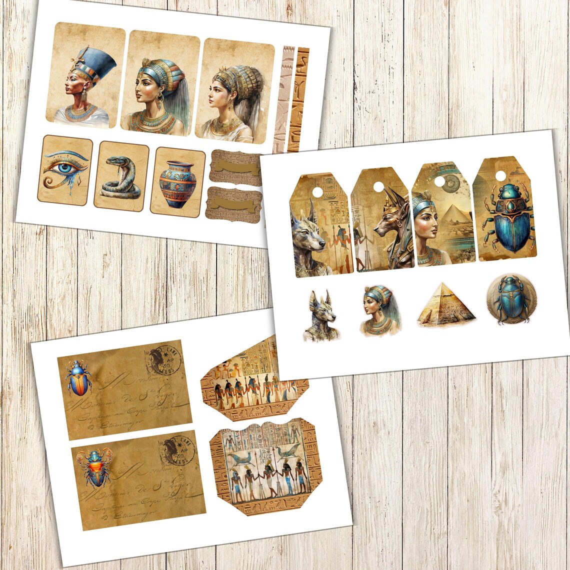 Ancient Egypt Digital Ephemera Sheets – 5 Printable Pages, Journal ...