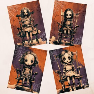 Creepy Girls Halloween Digital Papers, 20 Printable Pages With Grungy ...