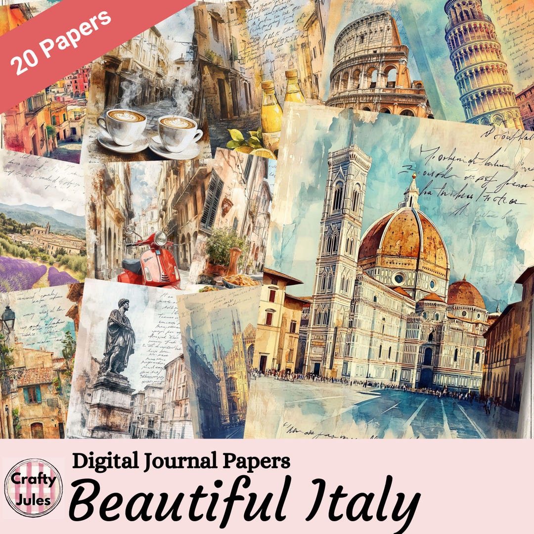 Italy Themed Journal Papers, Travel, Vacation Theme Full Scrapbook ...