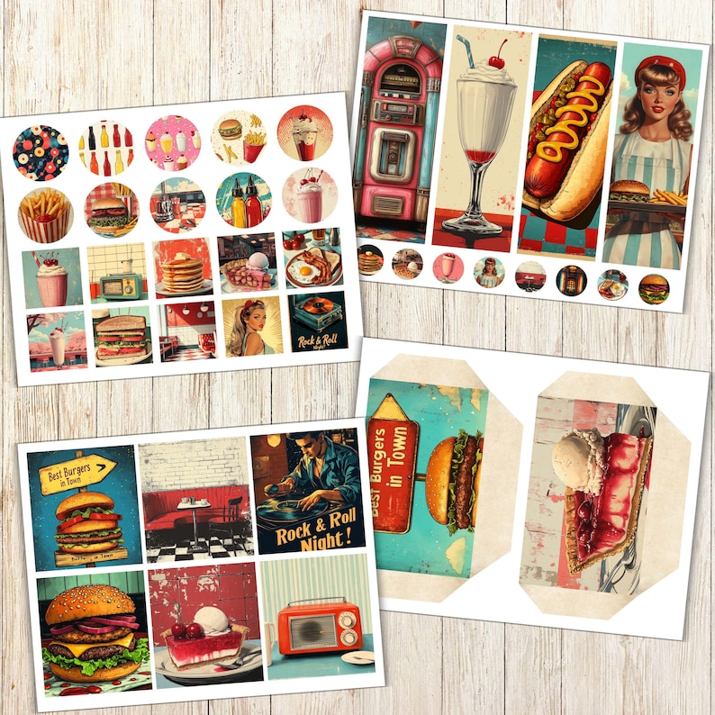 Retro Diner Junk Journal Kit, 1950s Style, Scrapbook Papers & Ephemera ...