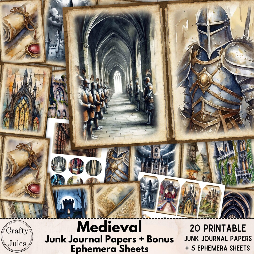 Medieval Junk Journal Kit: Knights, Castles, Scrolls (digital Download ...