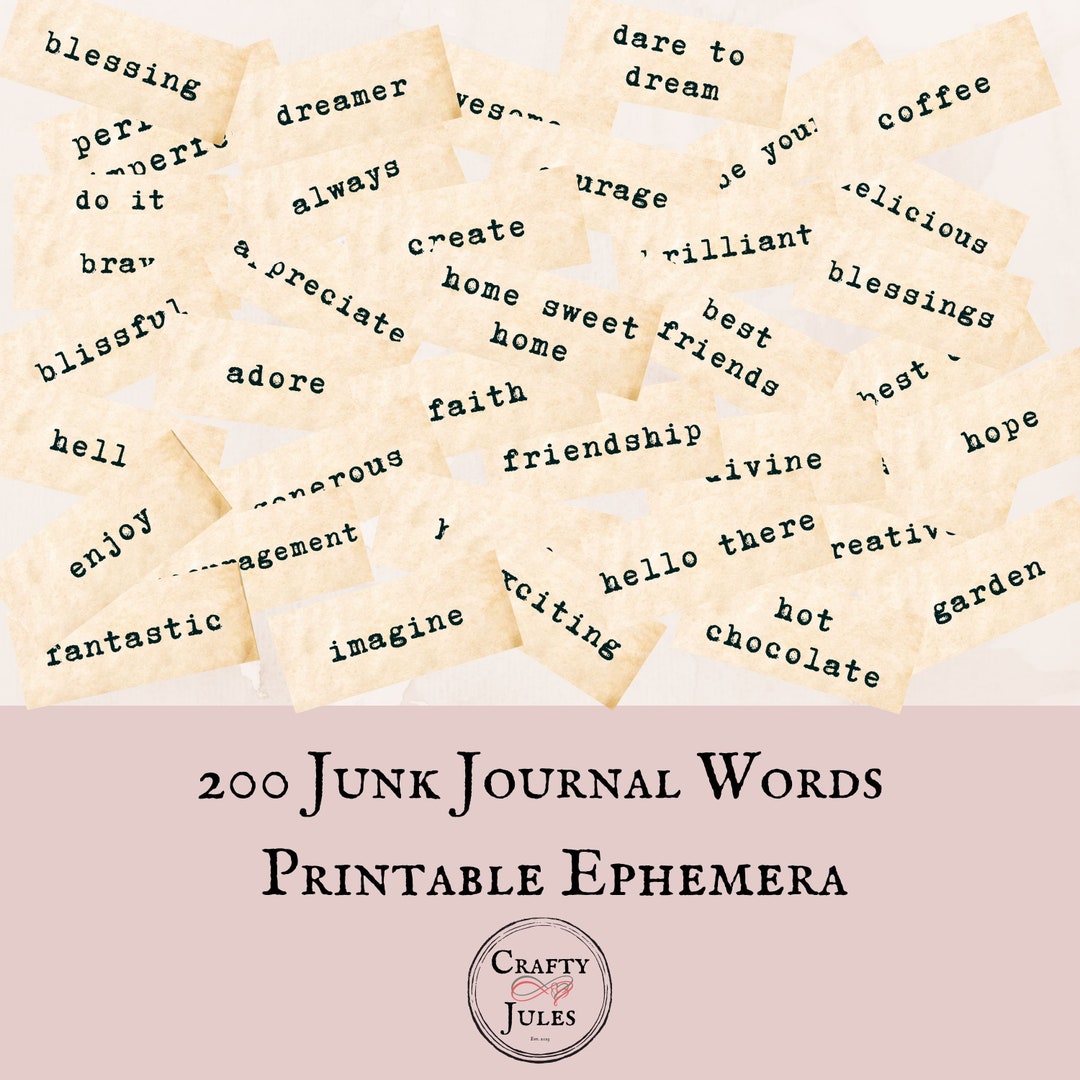 200 Printable Junk Journal Words, Ephemera for Junk Journals and ...