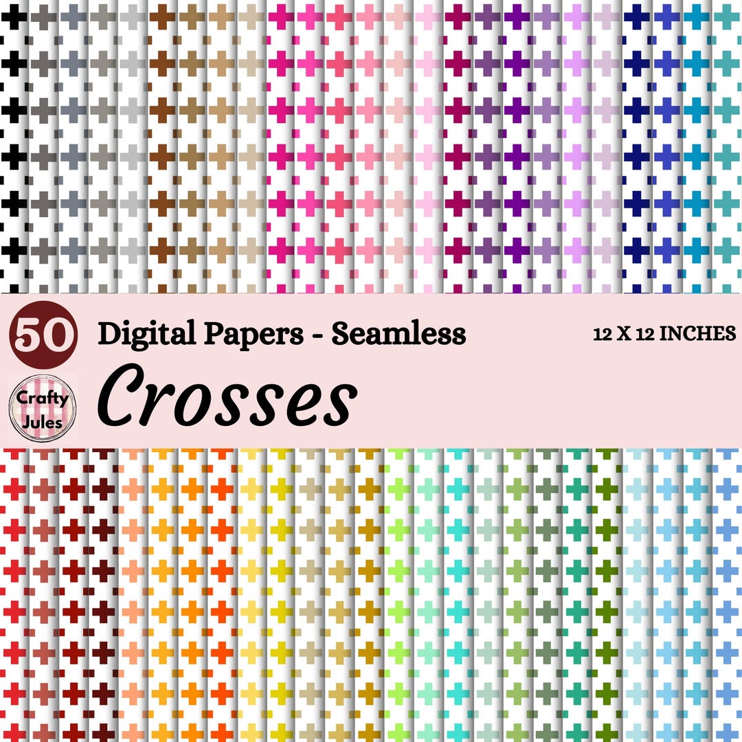 Crosses Seamless Patterns, 50 Colours, Simple Scrapbook, Craft Papers ...