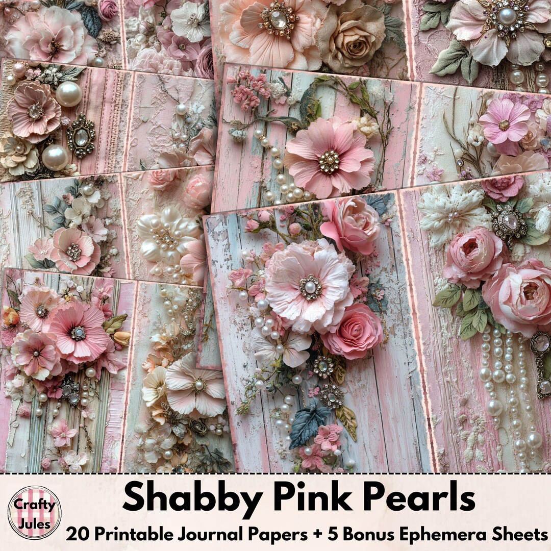 Pearls and Flowers Digital Junk Journal Papers – 20 Printable Mixed ...