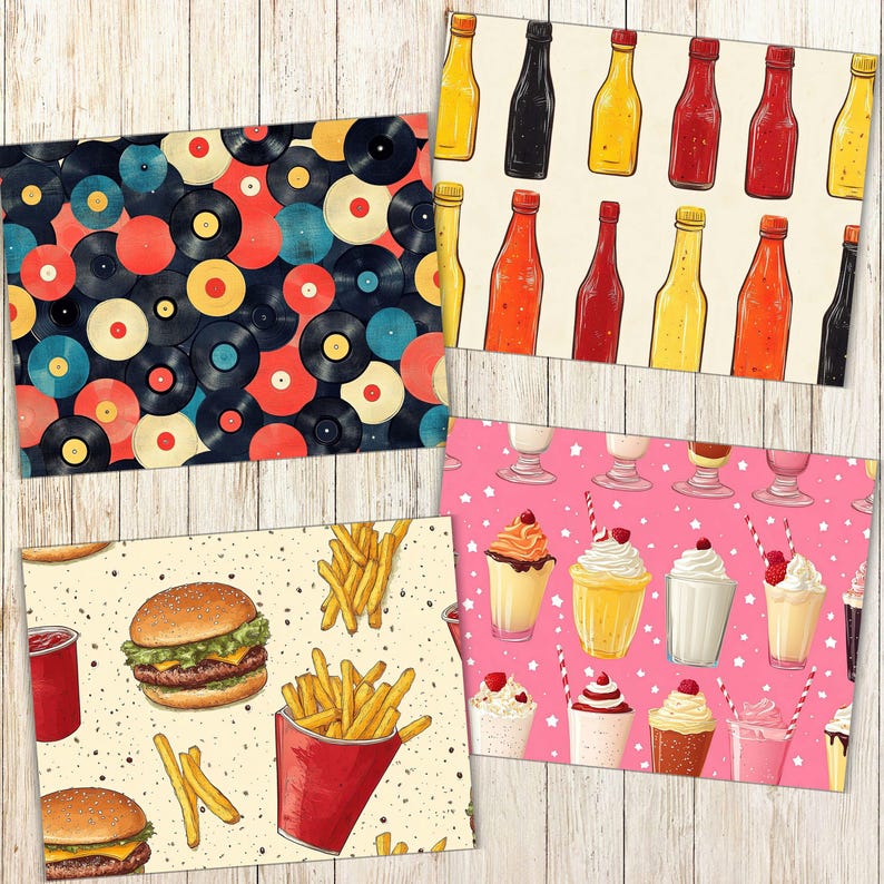 Retro Diner Junk Journal Kit, 1950s Style, Scrapbook Papers & Ephemera ...