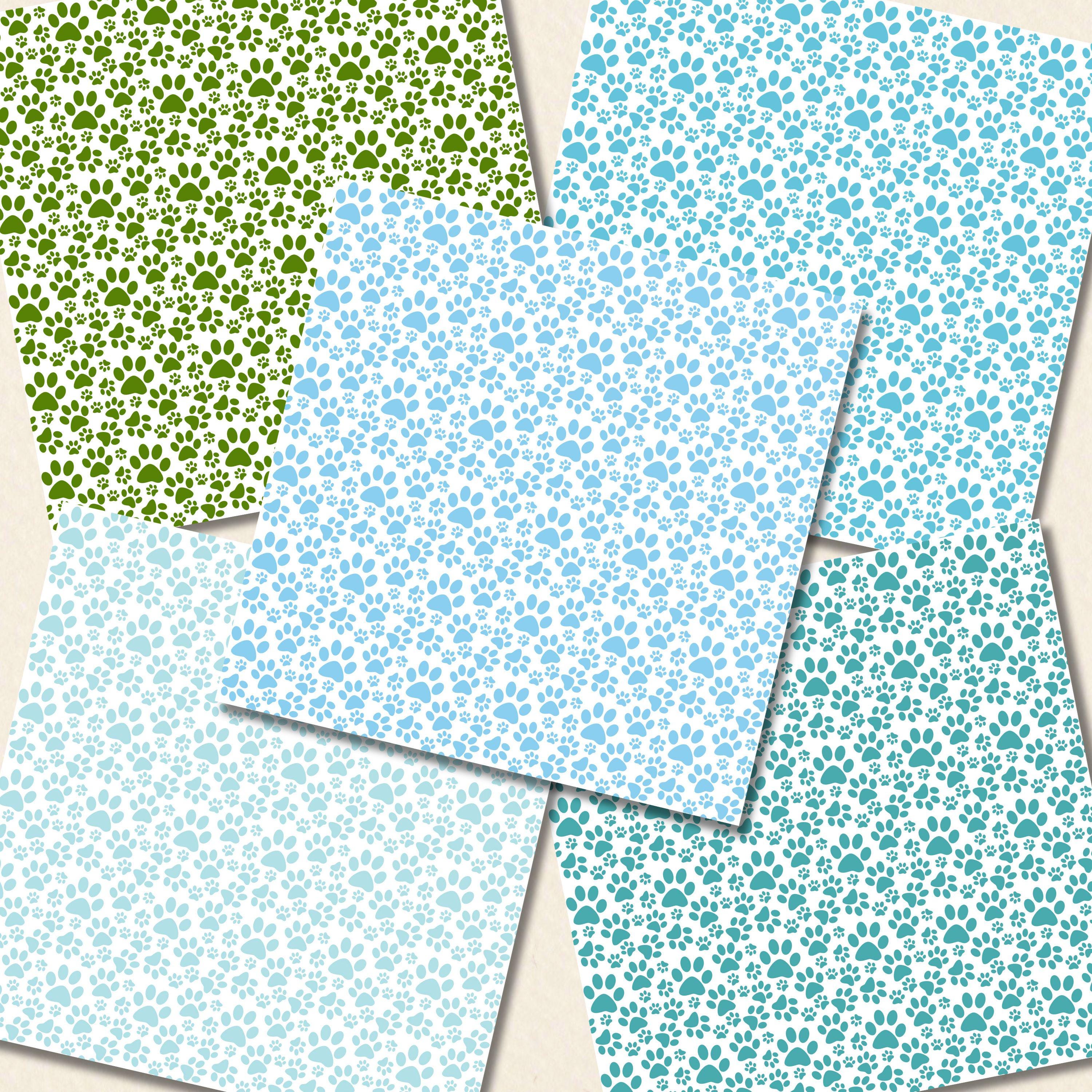 Paw Prints Seamless Patterns, 50 Colours, Geometric Scrapbook, Craft ...