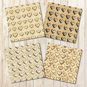 Seamless Kraft Paper Heart Patterns, 20 Printable Papers, Commercial ...