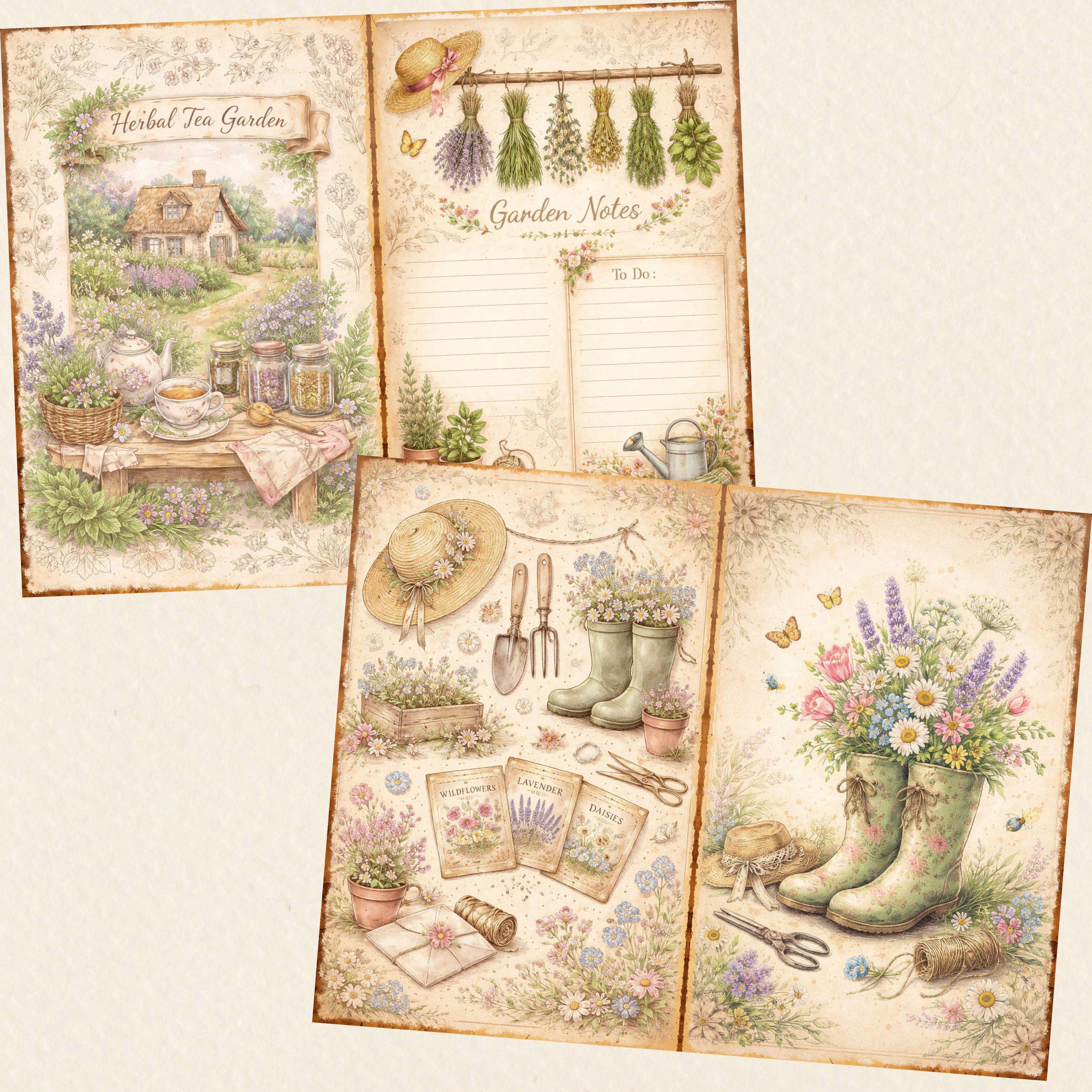 Spring Garden Junk Journal Papers, Gardening Scrapbook & Craft Pages ...