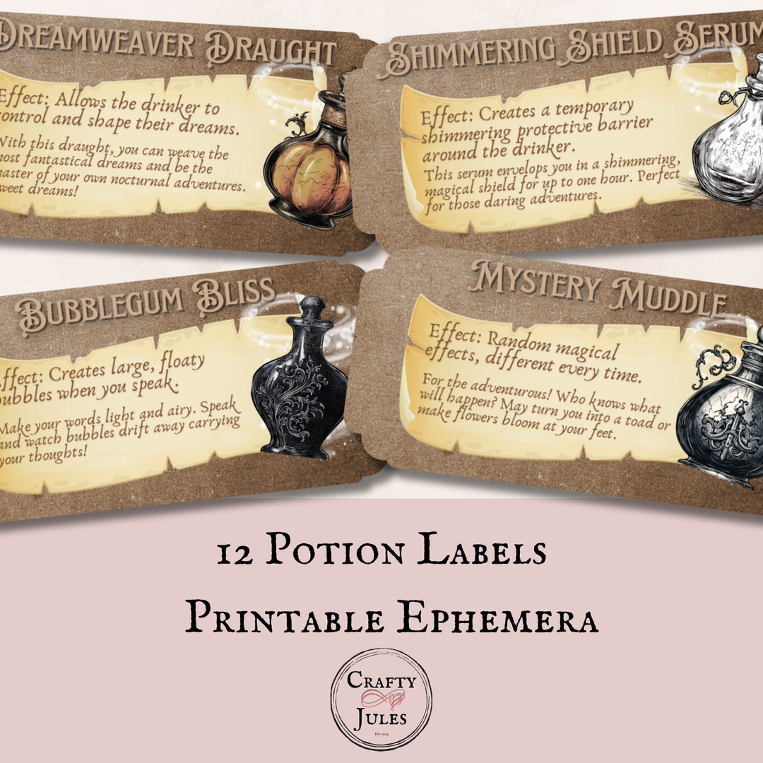 Printable Potion Labels, Digital Download, Vintage Style Printable ...