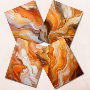 Orange Marbled Digital Paper Printable Patterned Pages, Instant Digital ...