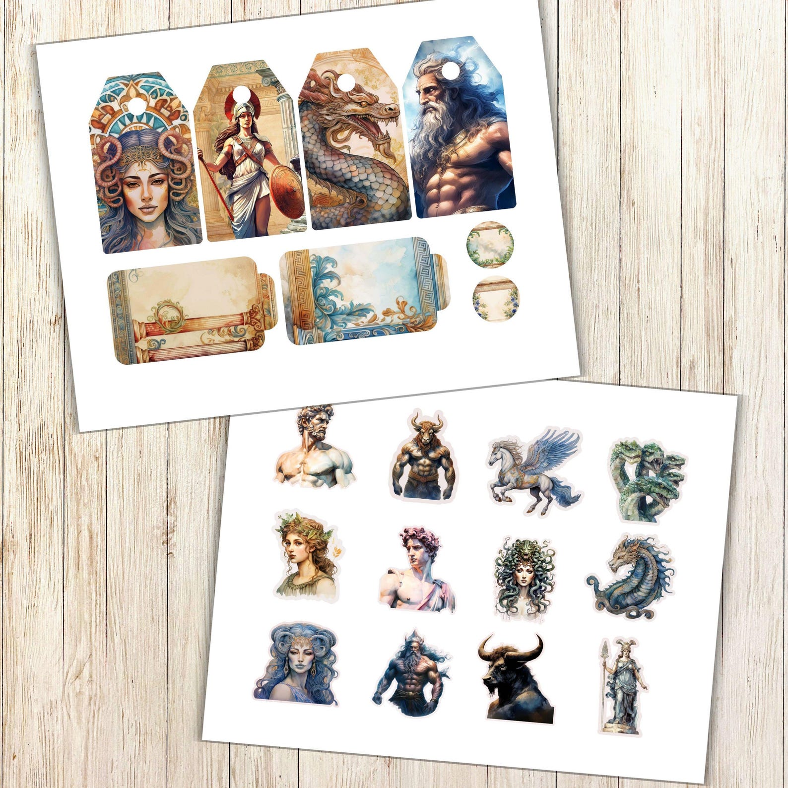 Greek Mythology Digital Ephemera Sheets – 8 Printable Pages, Journal ...