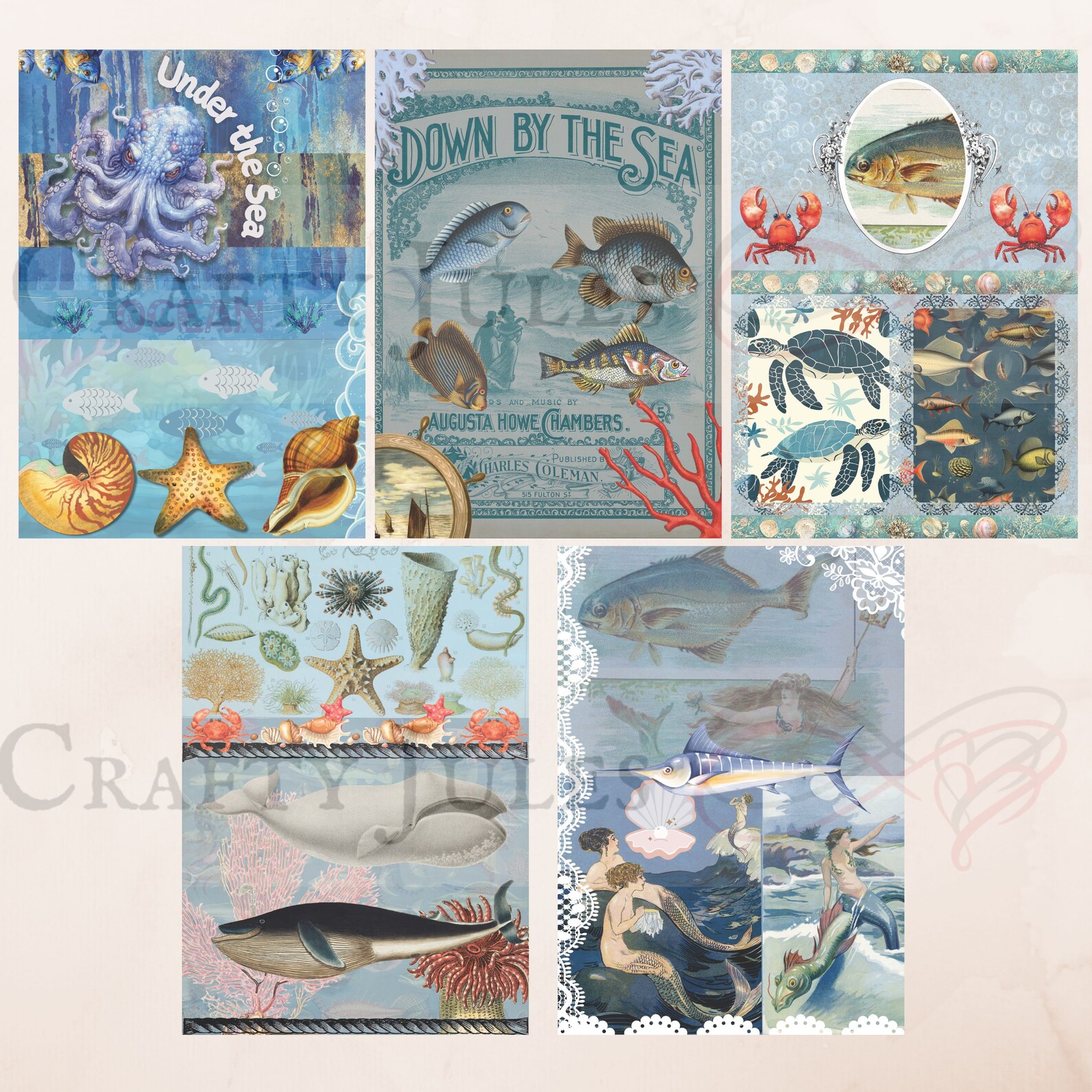 Printable Ocean Junk Journal Kit, 44 Pages in 2 Sizes, Double Pages ...