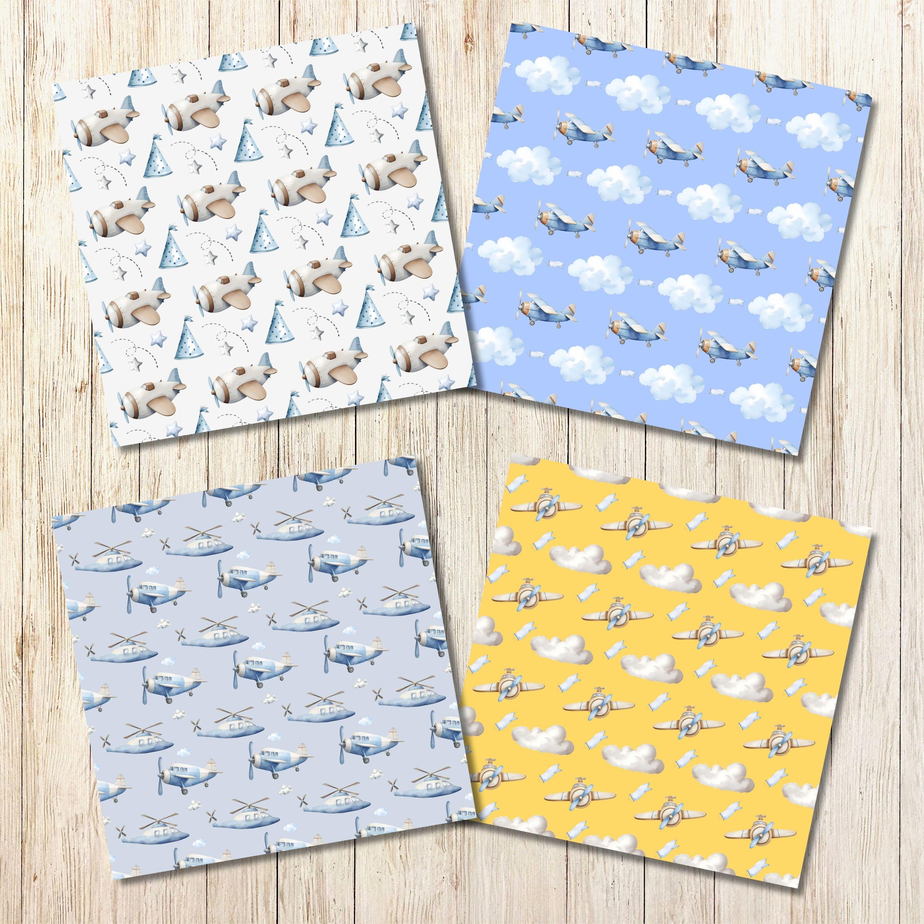 Baby Blue Airplanes Digital Seamless Patterns, Printable Children's ...