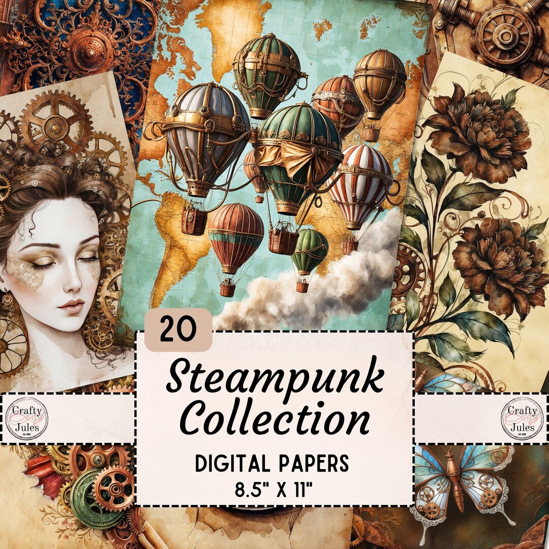 Steampunk Collection Digital Papers 20 Vintage Industrial Background ...