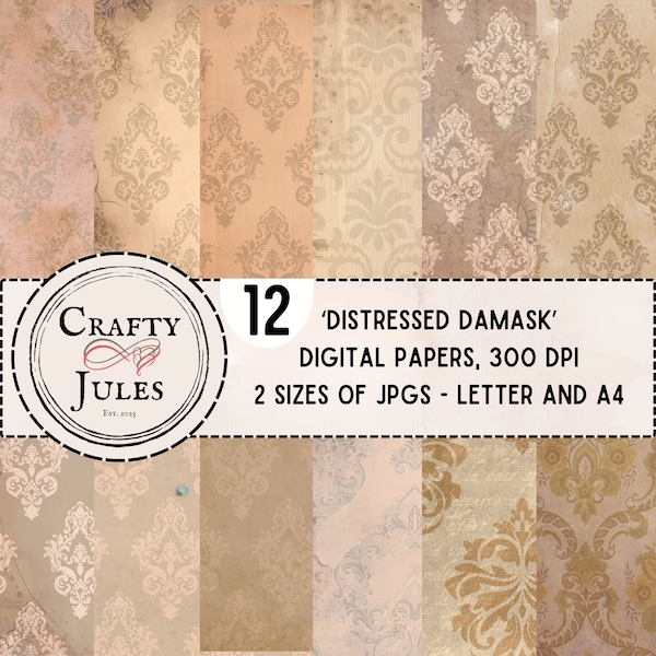 Damask Digital Papers - Etsy