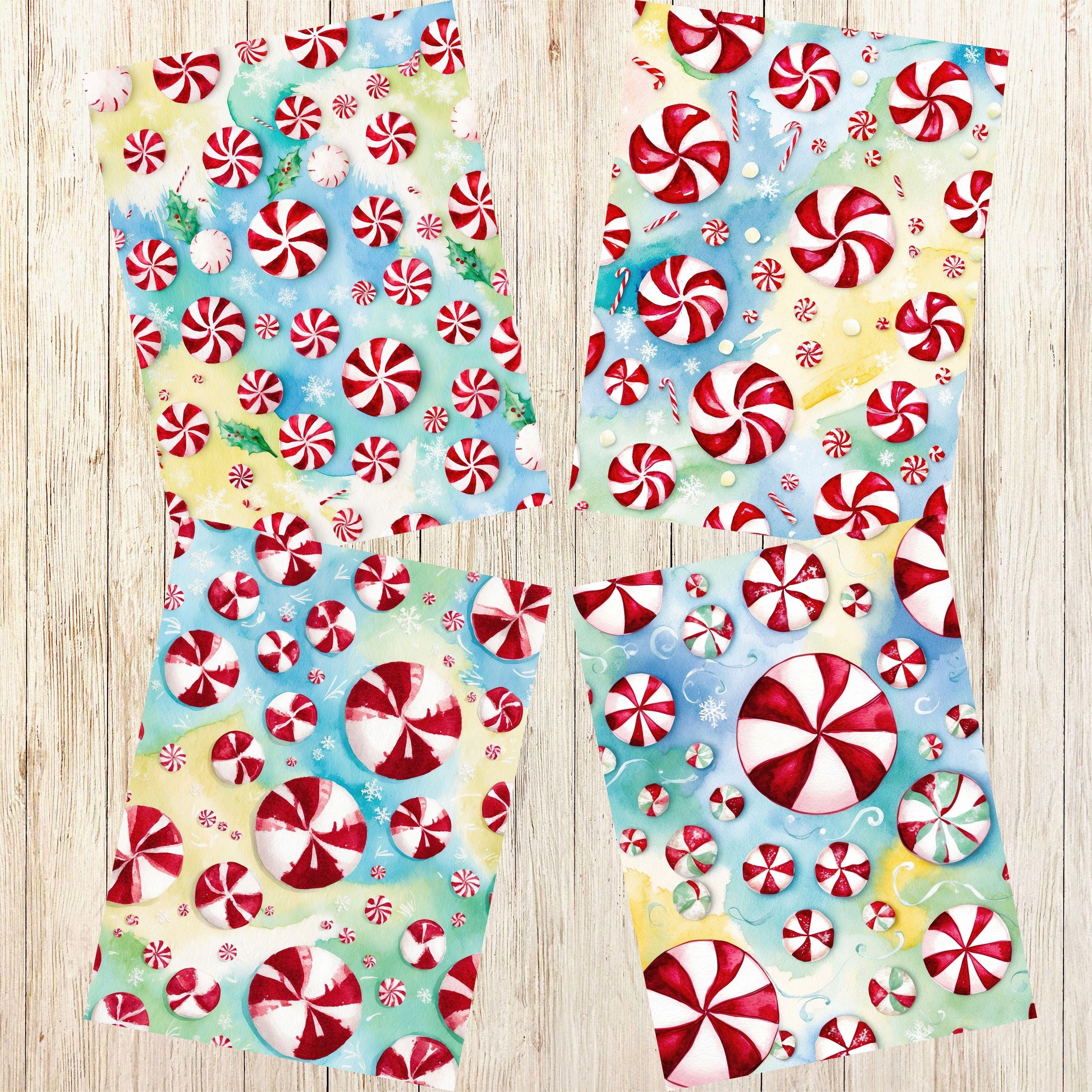 Peppermint Swirls Digital Paper Pack 20 Printable Christmas Candy ...