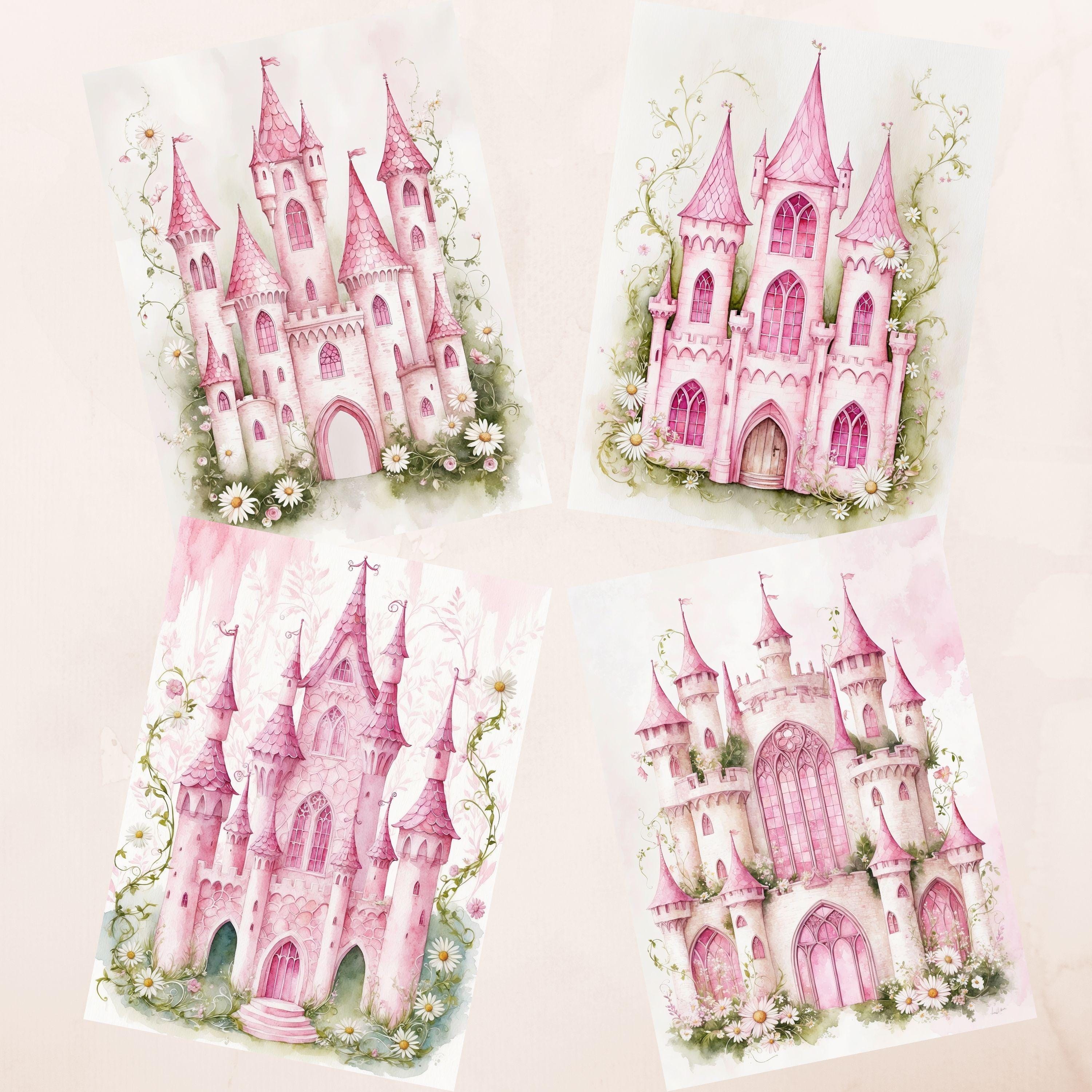 Pink Fairy Castle Digital Paper Pack 20 Fantasy Printable Pages for ...