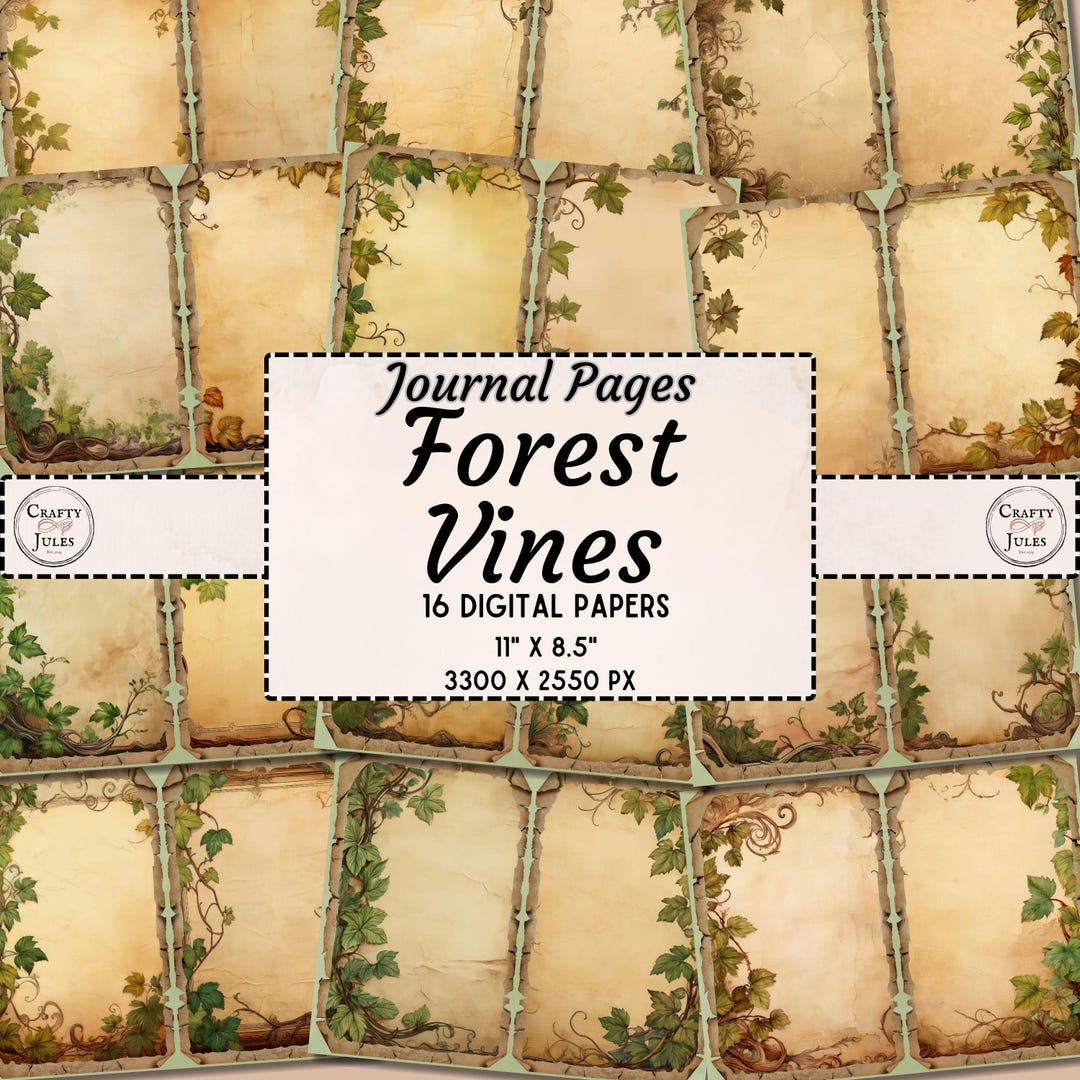 Forest Vines Digital Junk Journal Papers Vintage Style Parchment ...
