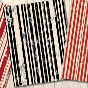 Red and Black Stripes Digital Papers - Distressed Effect Patterns for ...