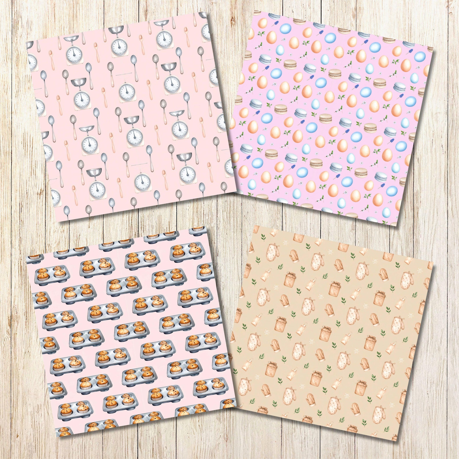 Baking Seamless Digital Papers, 20 Printable Patterns, Recipe, Kitchen, Cooking Papers for ...