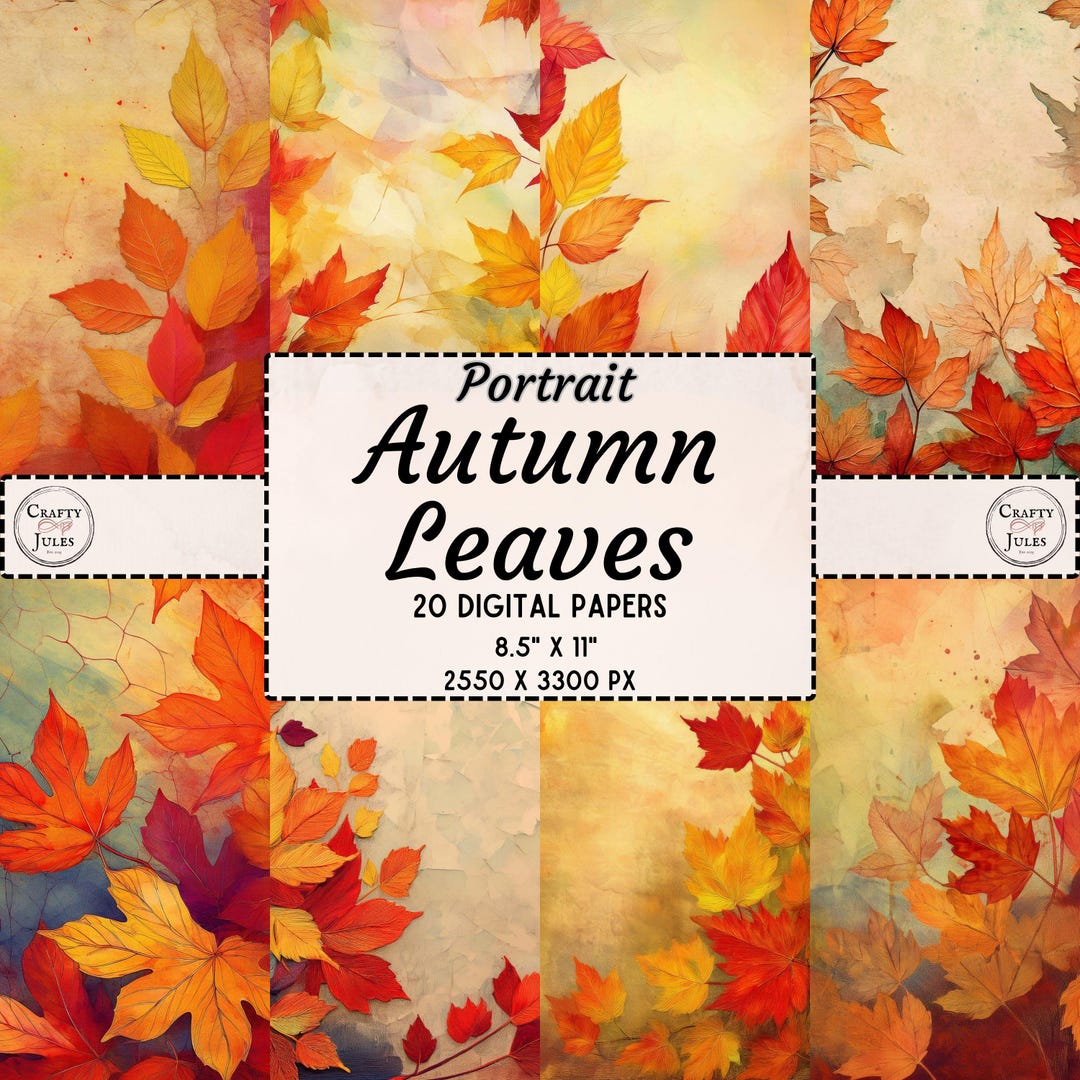 Autumn Leaves Digital Papers Seasonal Crafting Scrapbook and Journal ...