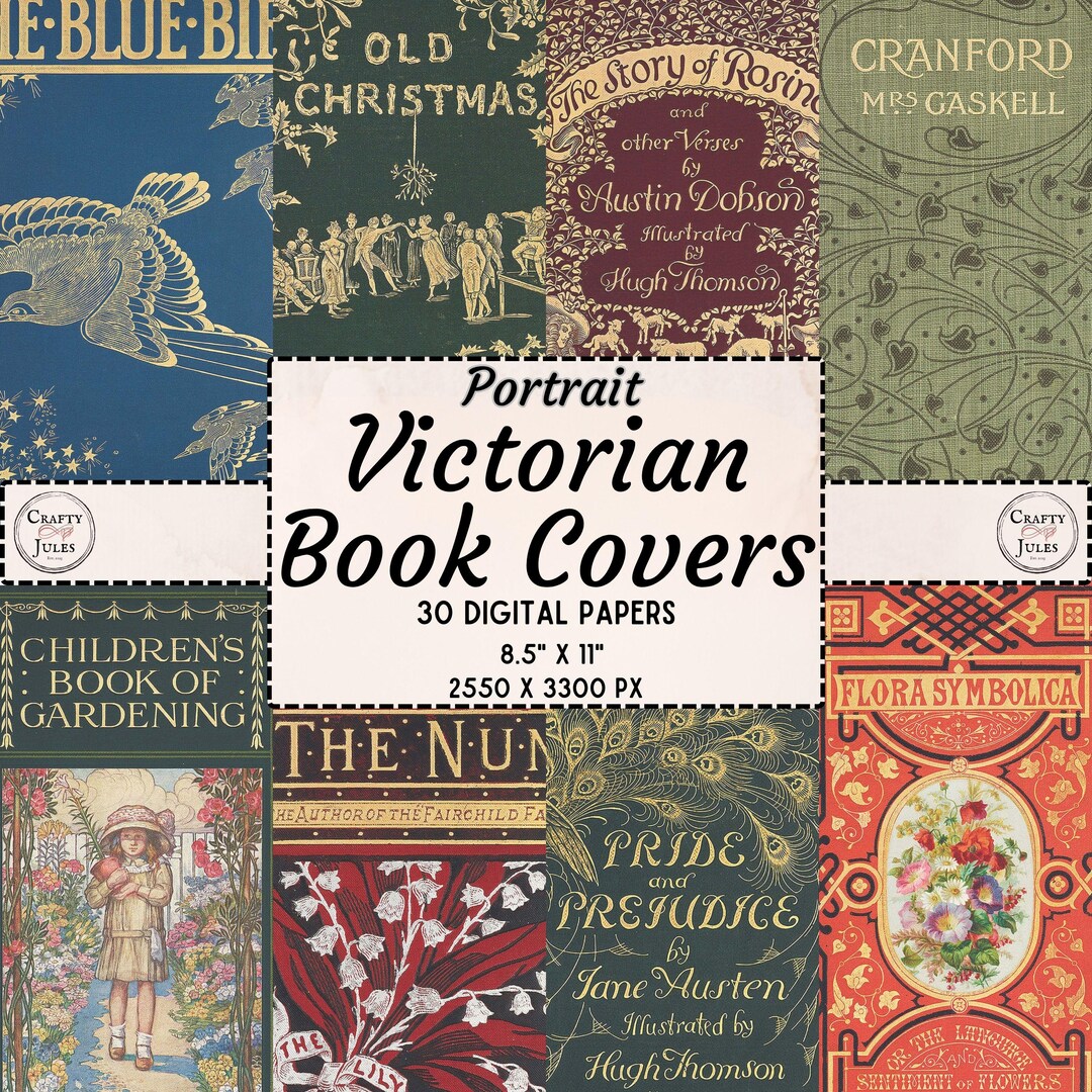 Victorian Book Covers, Digital Papers Vintage Covers for Use in ...