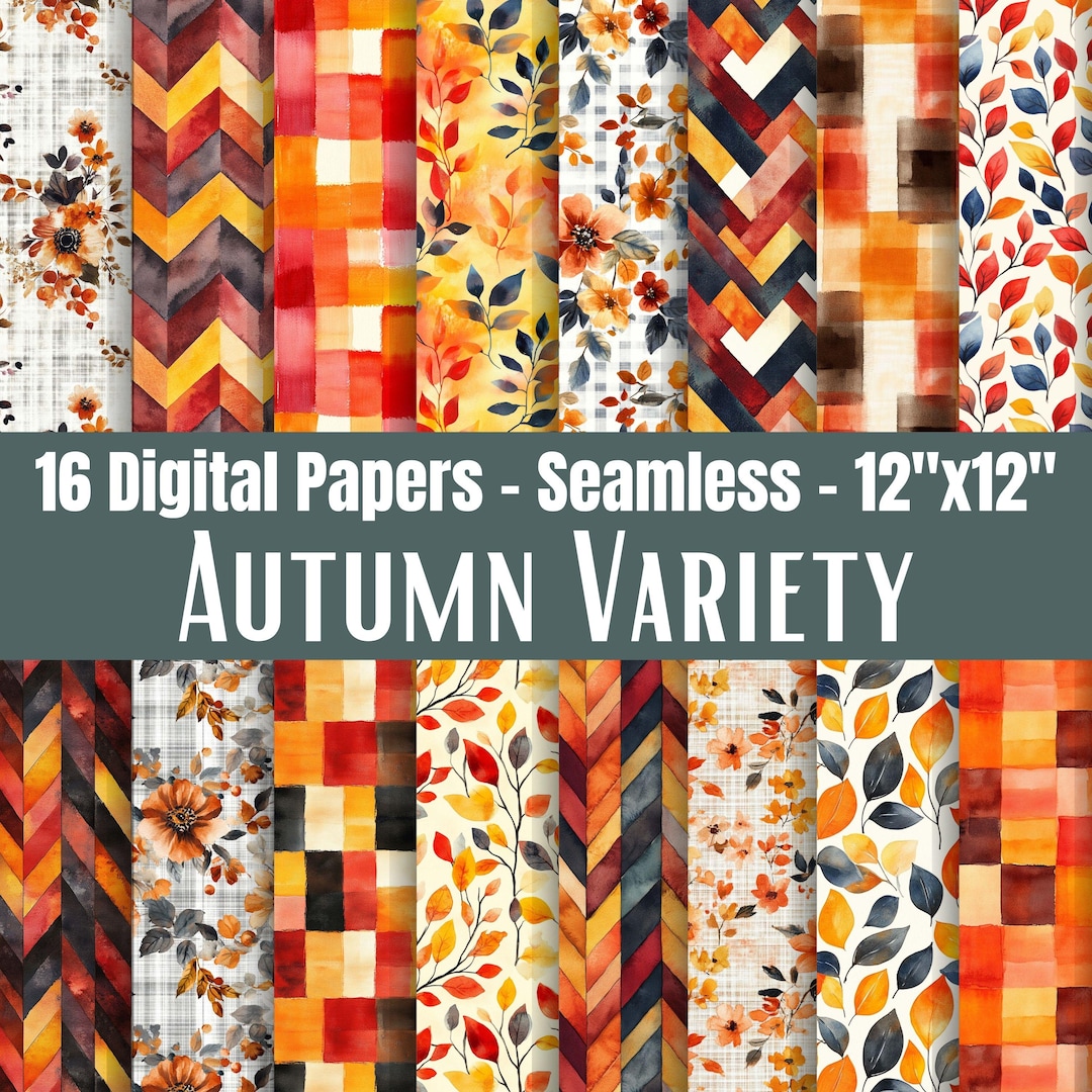 Autumn Seamless Patterns, Digital Paper Pack, Fall Scrapbook ...
