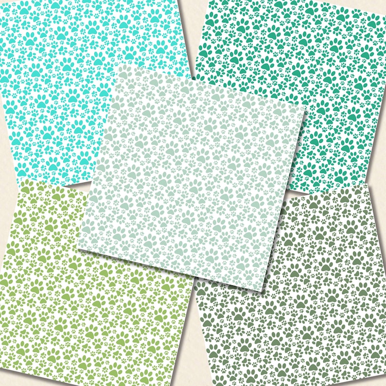 Paw Prints Seamless Patterns, 50 Colours, Geometric Scrapbook, Craft ...