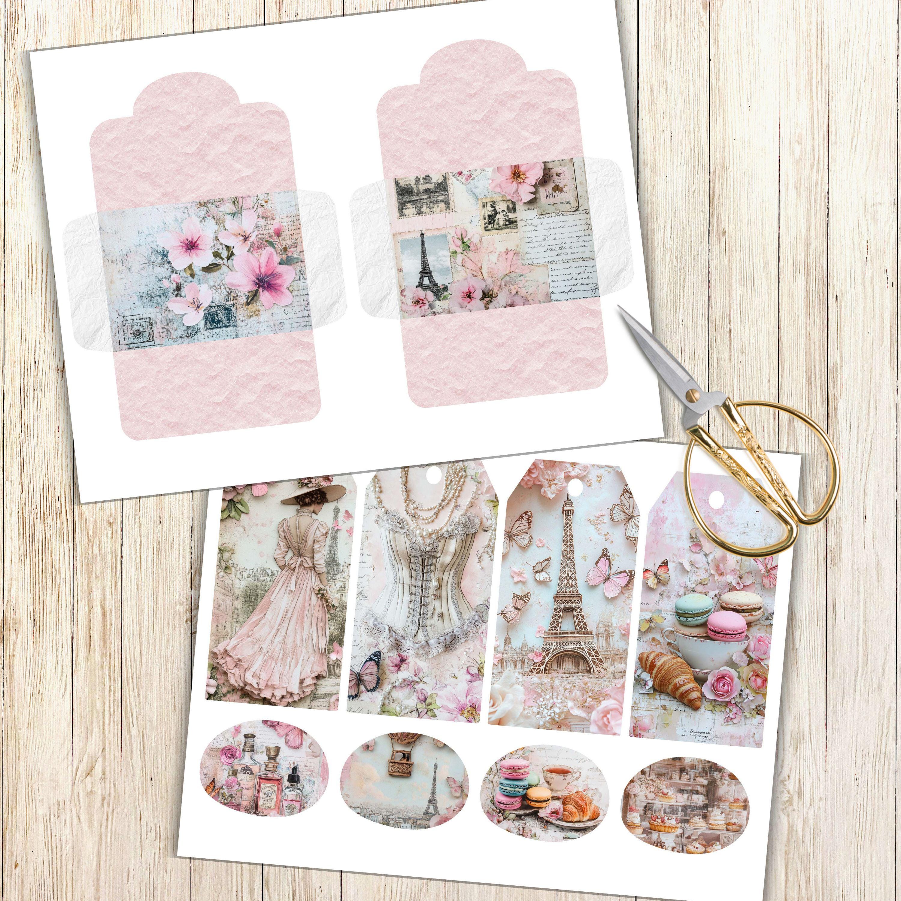 Paris Printable Ephemera, Pink Embellishments for Junk Journals ...