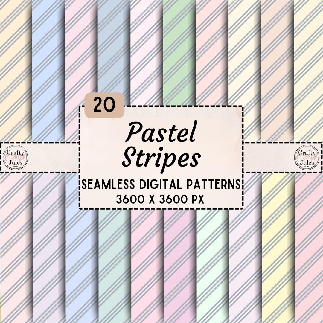 Pastel Stripes Digital Seamless Patterns, Printable Papers, Scrapbook ...
