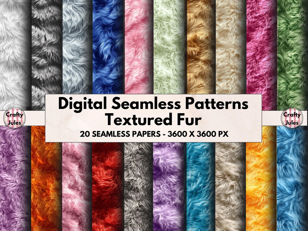 Seamless Textured Fur Patterns, 20 Printable Papers, Fabric Effect ...