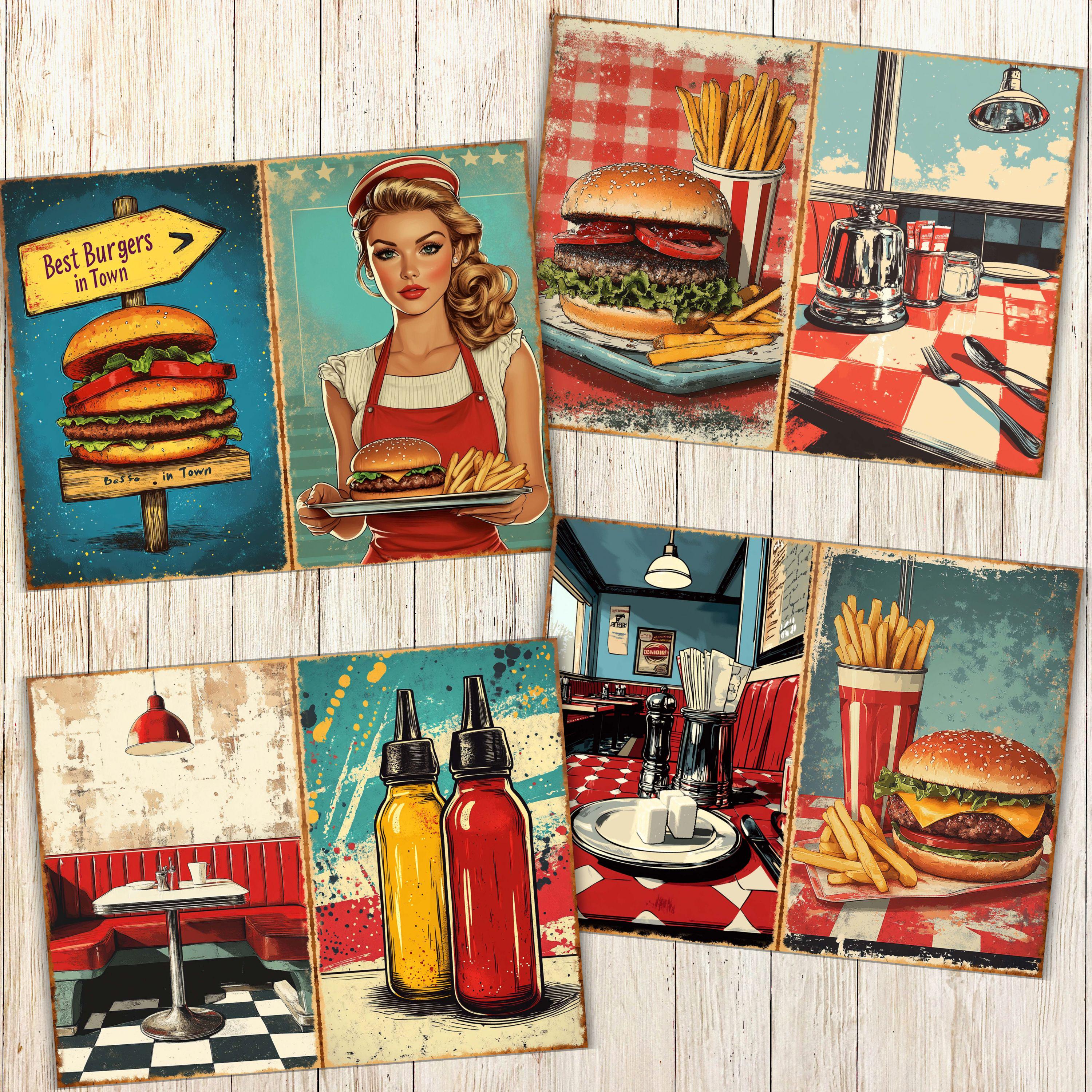 Retro Diner Junk Journal Kit, 1950s Style, Scrapbook Papers & Ephemera ...