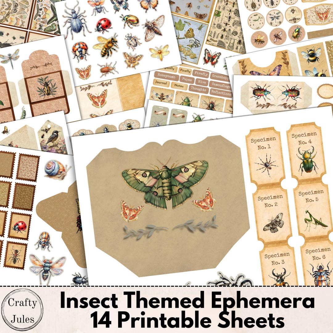 Insect Ephemera Kit: 100+ Printable Embellishments (digital Download ...