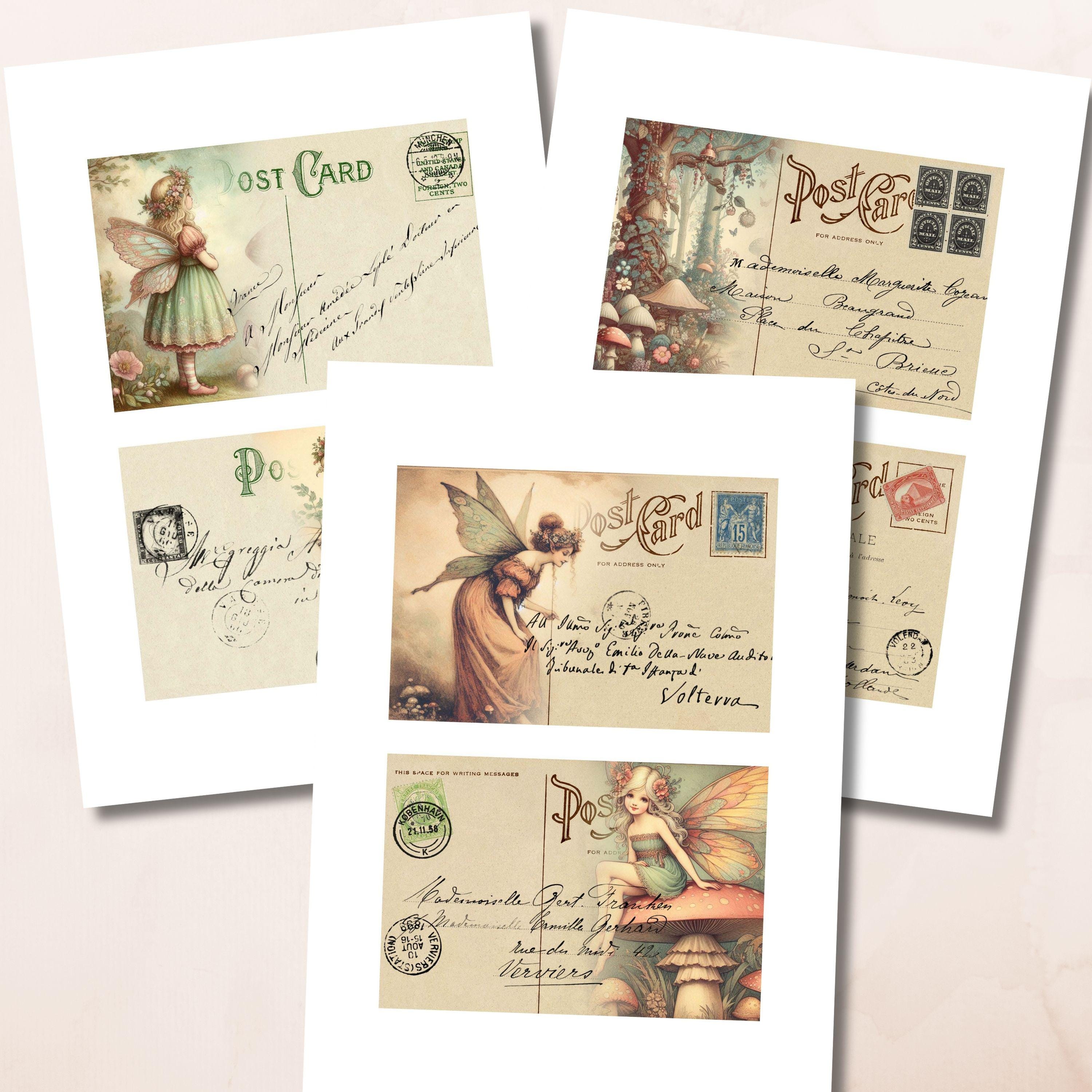 Fairy Postcards, 16 Printable Cards Plus Two Vintage Style Backs ...