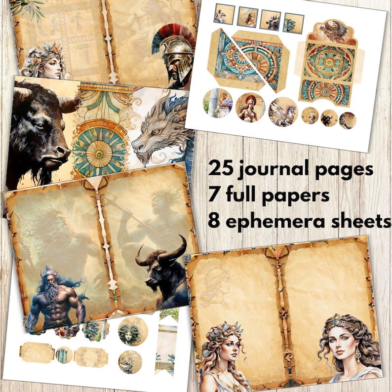 Ancient Greek Mythology Digital Junk Journal Kit 40 Printable Pages ...