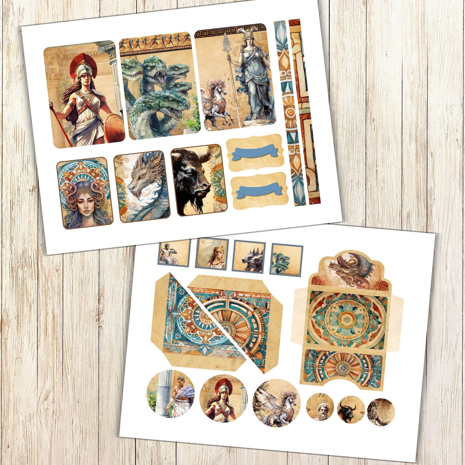 Greek Mythology Digital Ephemera Sheets – 8 Printable Pages, Journal ...