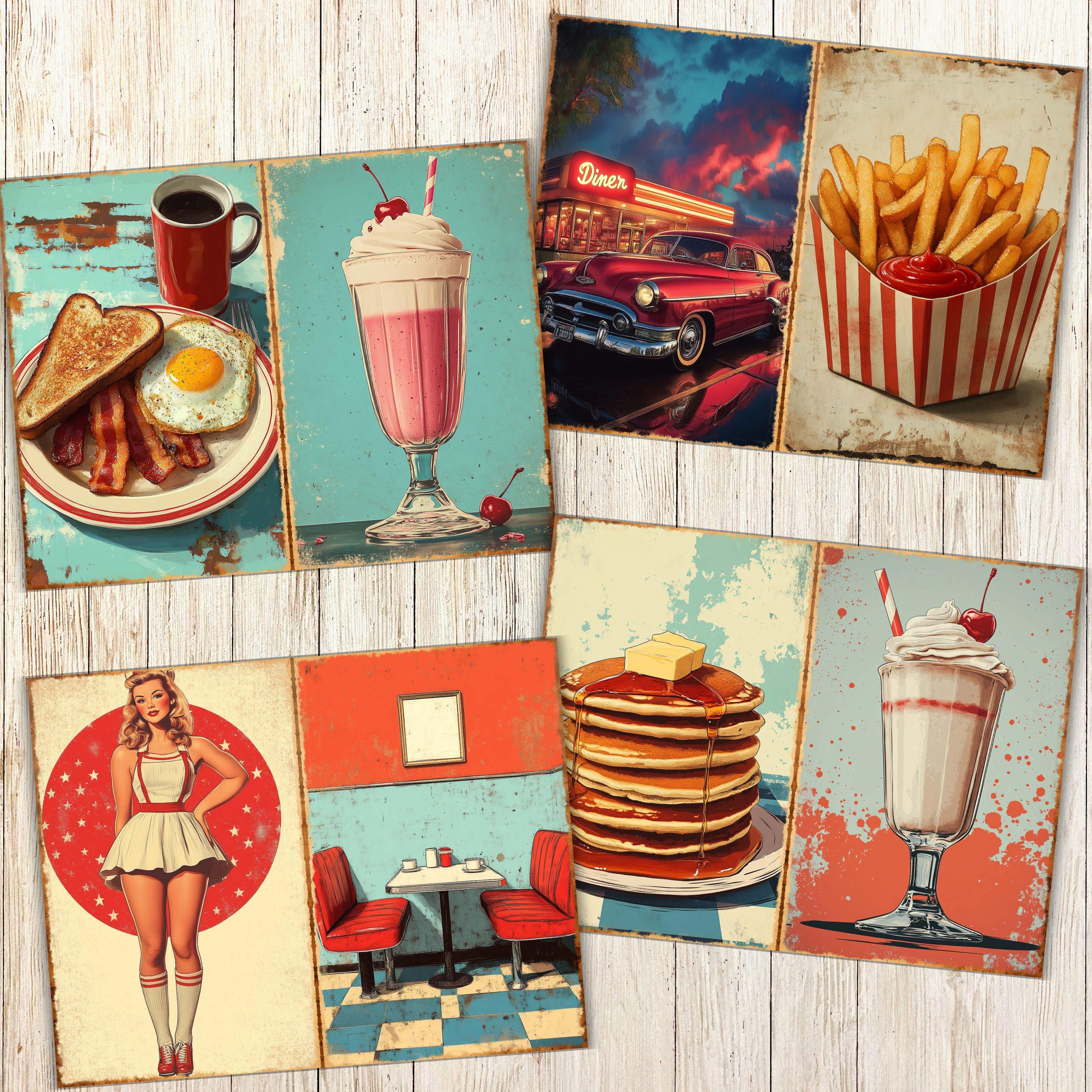 Retro Diner Junk Journal Kit, 1950s Style, Scrapbook Papers & Ephemera ...