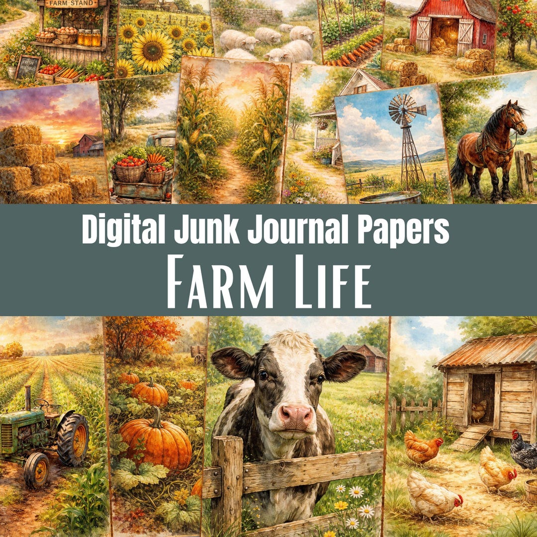 Farm Life Junk Journal Pages, Rustic Country Barn Digital Paper, Autumn ...