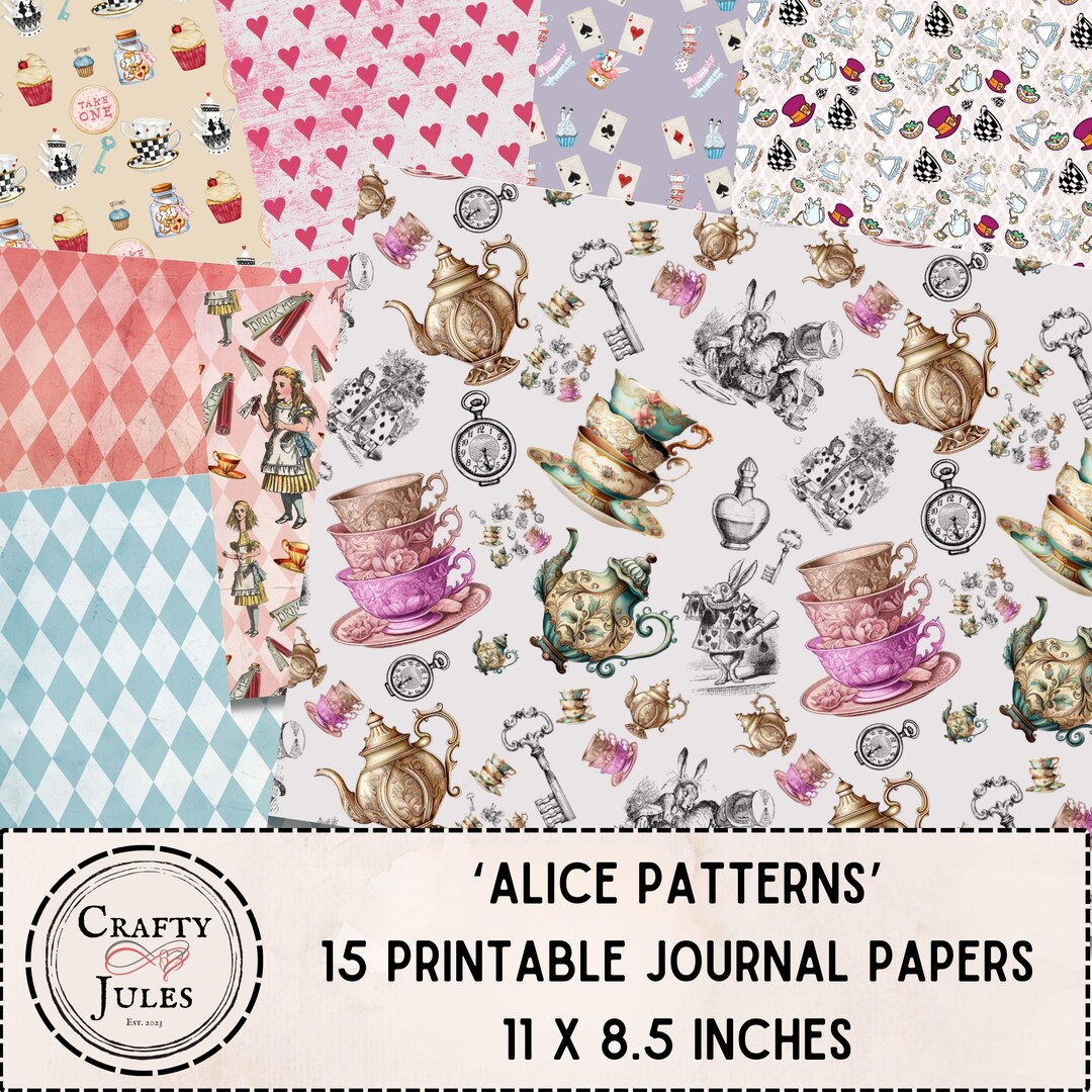 Alice's Adventures in Wonderland Papers 15 Printable Pages for Junk ...