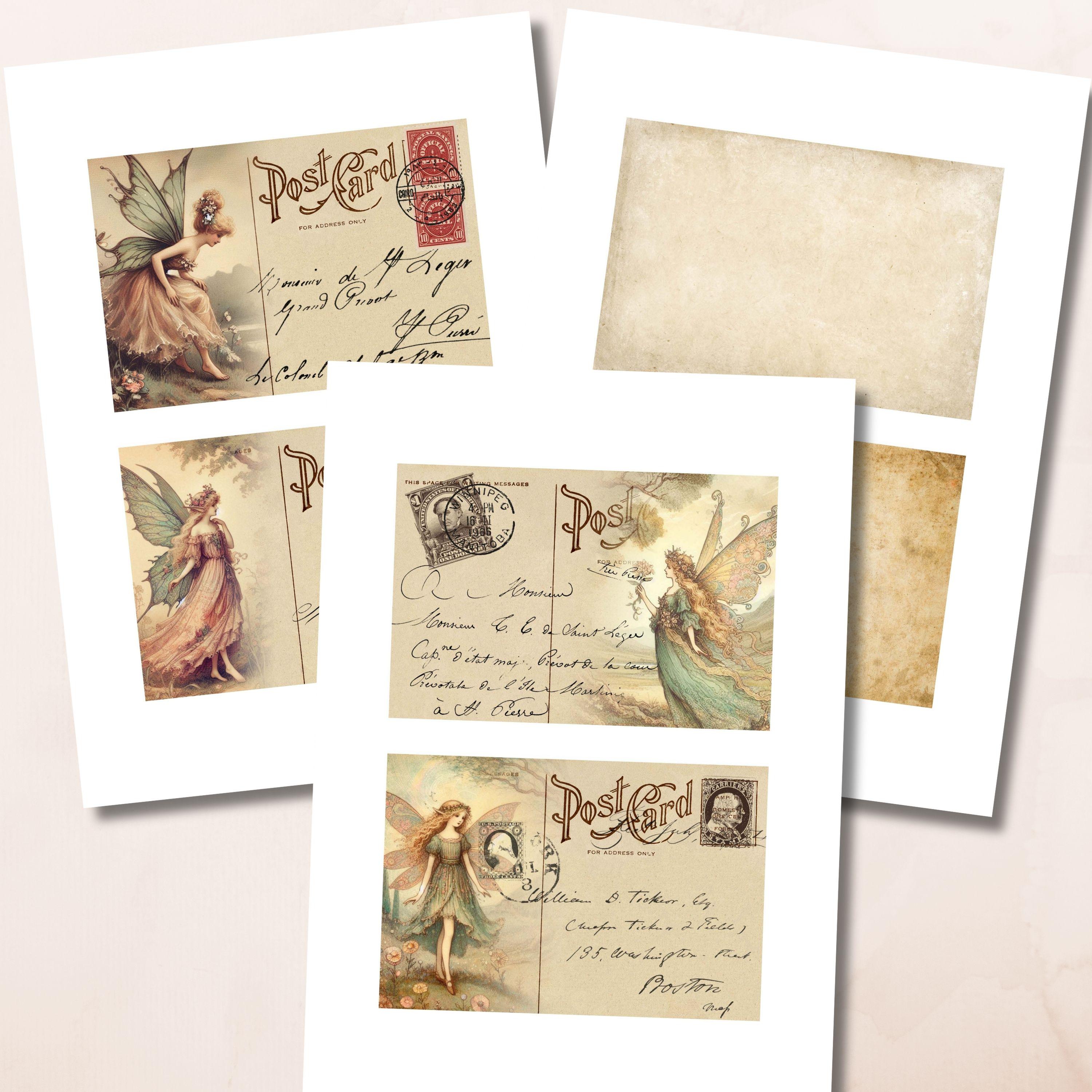 Fairy Postcards, 16 Printable Cards Plus Two Vintage Style Backs ...