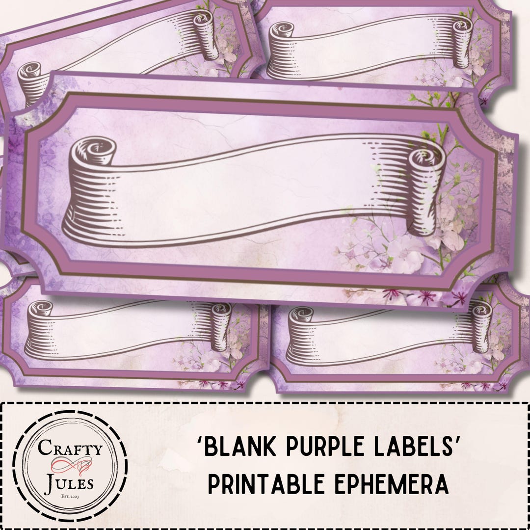 Printable Purple Blank Labels, Digital Download, Printable Ephemera for ...