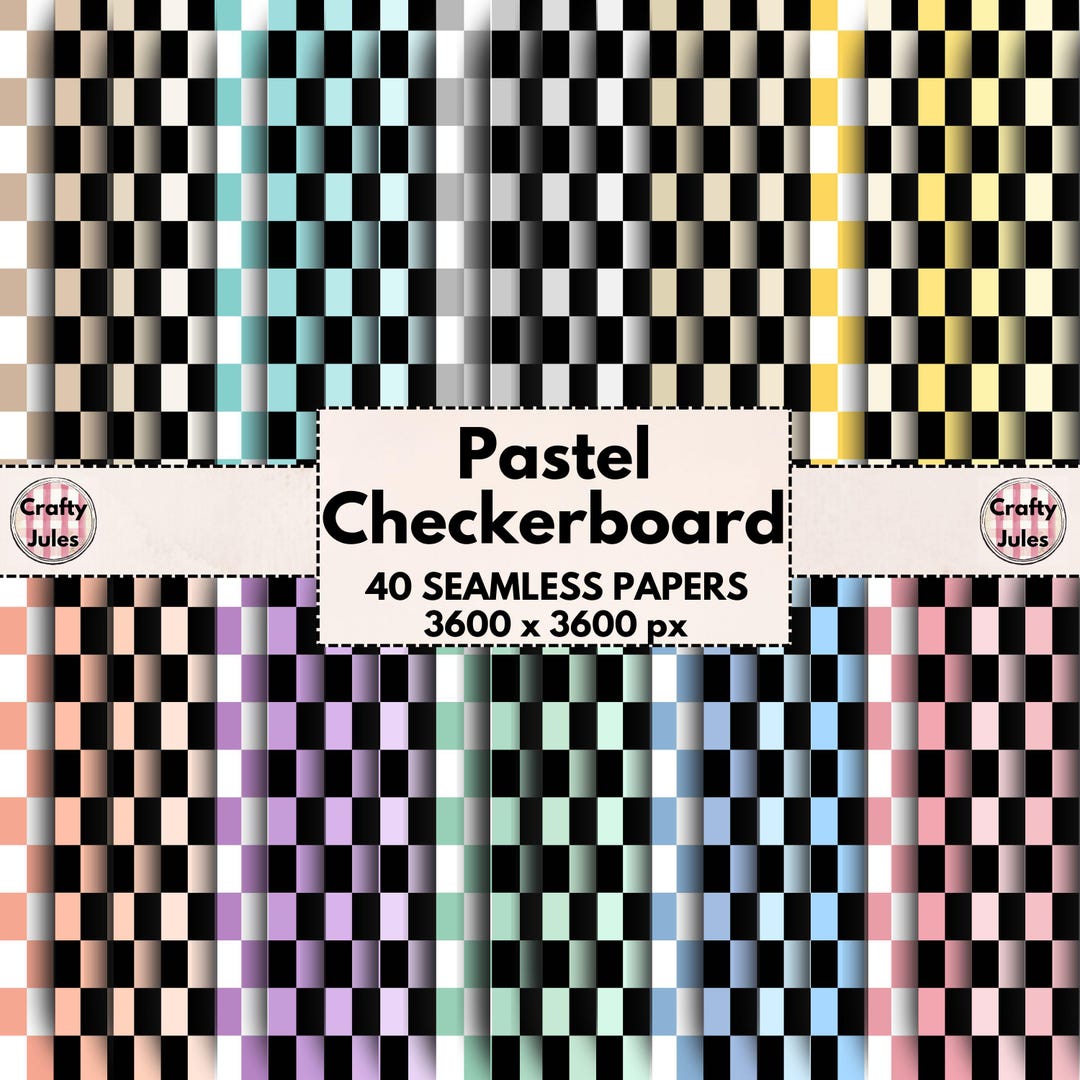 Pastel Checkerboard Seamless Digital Papers, 40 Printable Patterns ...
