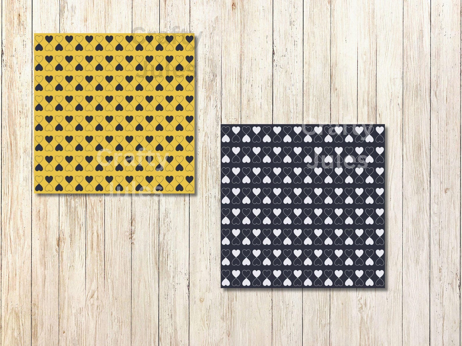 Black and Yellow Hearts Seamless Digital Patterns, 20 Crafting Papers ...