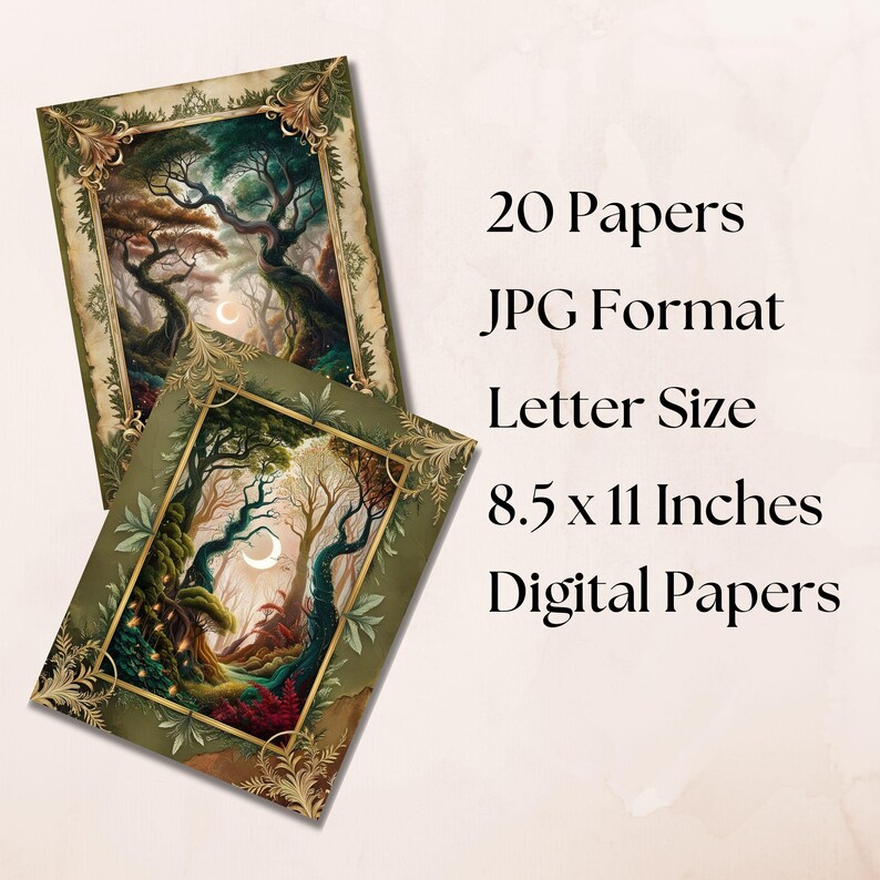Magical Forests Digital Papers Fantasy, Ornate Borders, Printable ...