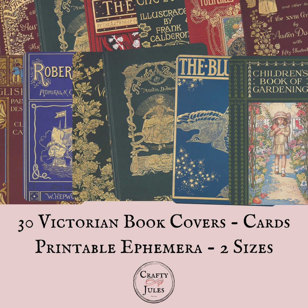 Victorian Book Cover Journal Cards, Postcard and ATC Sizes, 30 ...
