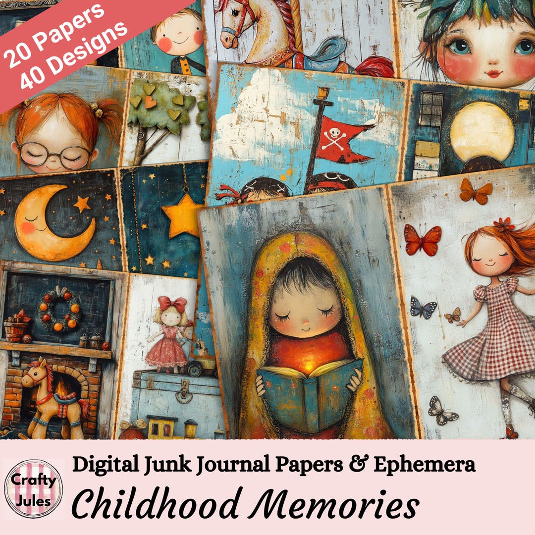 Childhood Memories Junk Journal Kit, Printable Storybook Scrapbook ...