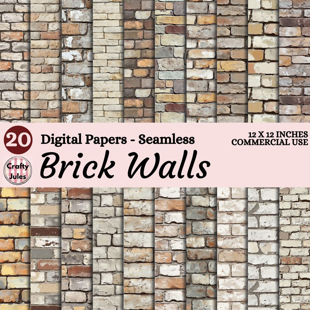 Brick Wall Digital Papers, Stone Effect, Textured Scrapbook & Craft ...